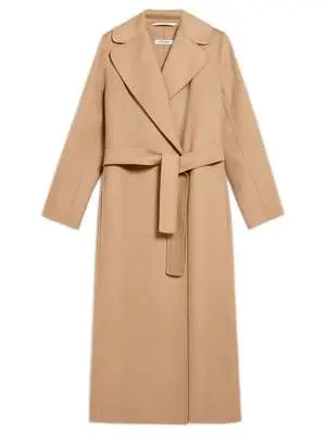 MAX MARA 's Max Mara S Max Mara Hand-Sewn Double-Drap Pure Wool Jacket With Lapel Collar And Matching Belt