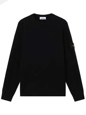 Stone Island Stone Island Full-Zip Virgin Wool Knit Sweatshirt Nero