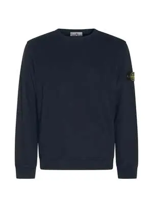 Stone Island Crewneck Sweatshirt With Fleece Lining - Blu