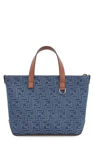 Fendi Ff Motif Canvas And Leather Shopping Handbag, 23-29 Cm - Denim