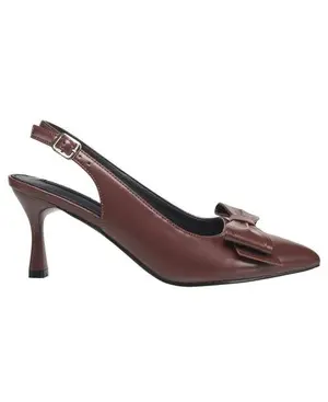 French Connection Bianca Oversized Bow Kitten Heel Pumps - Brown