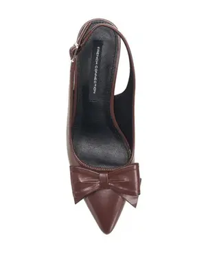 French Connection Bianca Oversized Bow Kitten Heel Pumps - Brown