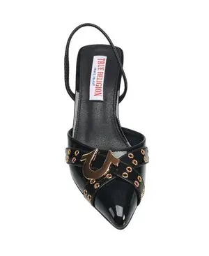 True Religion Sade Metal Buckle Logo Heel - Black