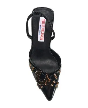 True Religion Sade Metal Buckle Logo Heel - Black
