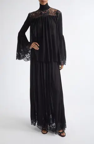 Zimmermann Valiant High Waist Lace Trim Maxi Skirt