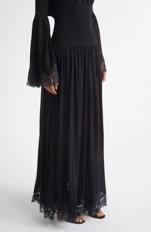 Zimmermann Valiant High Waist Lace Trim Maxi Skirt