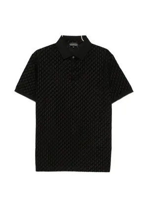 Emporio Armani Allover Logo Polo Shirt - Black