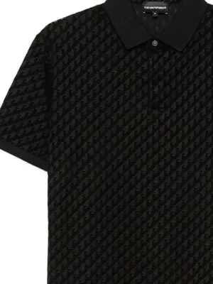 Emporio Armani Allover Logo Polo Shirt - Black