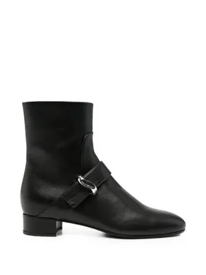 Emporio Armani Leather Buckled Ankle Boots