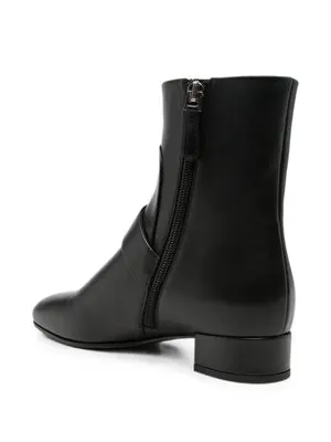 Emporio Armani Leather Buckled Ankle Boots