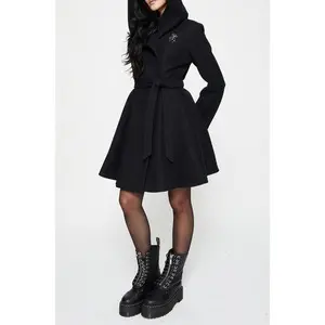 DISTURBIA Camilla Tie Waist Hooded Coat