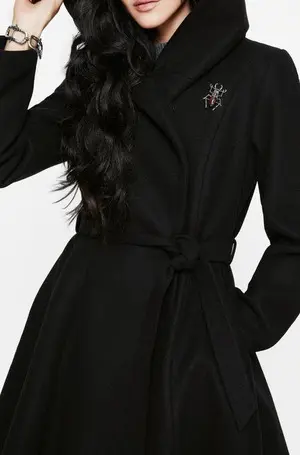 DISTURBIA Camilla Tie Waist Hooded Coat