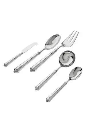 RICCI ARGENTIERI Ricci Leopardo 5-piece Flatware Serving Set - Metallic Silver