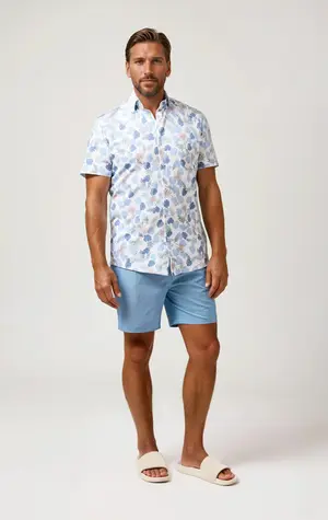 Stone Rose Birdseye Solid Swim Trunk - Aqua