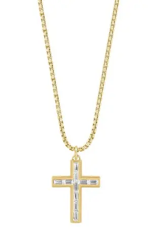 EFFY Gold-plated Sterling Silver Zircon Cross Pendant Necklace - Yellow
