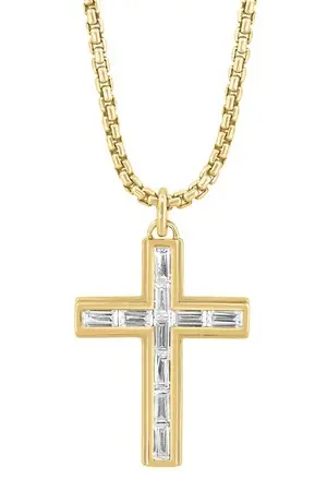 EFFY Gold-plated Sterling Silver Zircon Cross Pendant Necklace