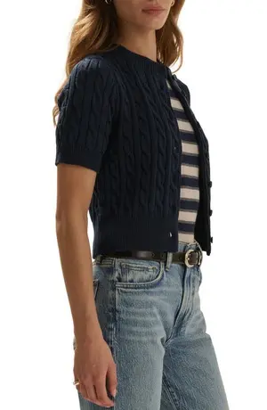 FAVORITE DAUGHTER The Cafe Cable Short Sleeve Cardigan