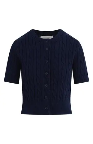 FAVORITE DAUGHTER The Cafe Cable Short Sleeve Cardigan