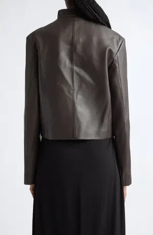 Altuzarra Dixon Leather Cropped Jacket - Fudge