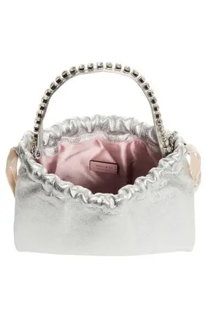 JIMMY CHOO Bon Bon Crystal Top Handle Leather Bag