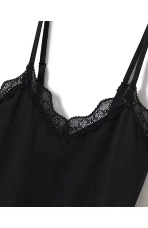 PETITE PLUME Lace Trim Pima Cotton Chemise