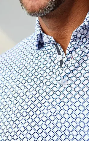 Stone Rose Geo Print Techno Stretch Polo