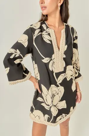 English Factory Floral Print Cotton Minidress
