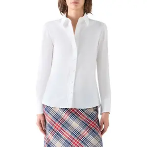 Akris Stretch Cotton Blend Button-up Shirt - Cream