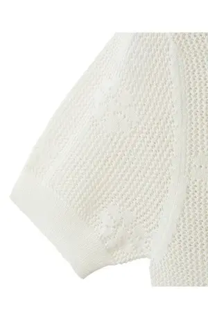 Mango Floral Crochet Short Sleeve Sweater