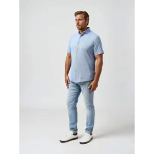 Stone Rose Core Techno Stretch Ss Button-up Shirt - Navy