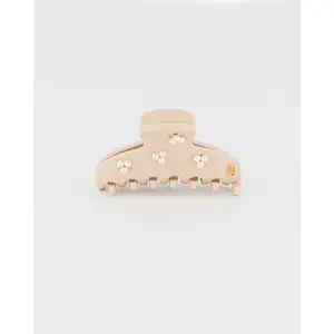 Alexandre De Paris Small Pearls And Crystals Acetate Hair Clip - Beige
