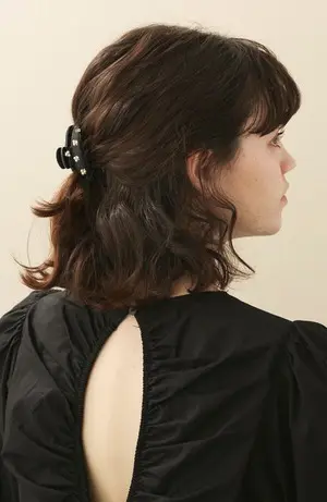 Alexandre De Paris Small Pearls And Crystals Acetate Hair Clip