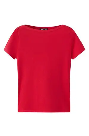 Mango Short Sleeve Fine Knit Sweater - Red