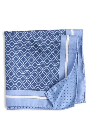 JACK VICTOR Equestrian Silk Pocket Square Navy