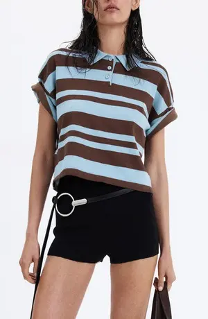 Mango Striped Cotton Blend Polo