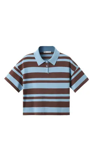 Mango Striped Cotton Blend Polo