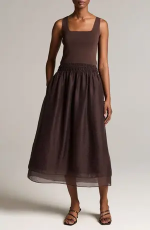 Vince Square Neck Sleeveless Midi Dress - Iron