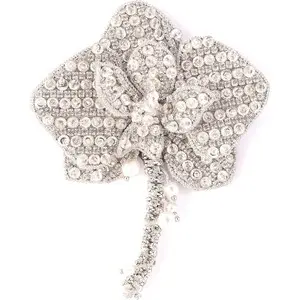 Deepa Gurnani Orchid On Ice Brooch - Silver