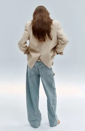 Mango Mid Rise Balloon Jeans - Light Blue