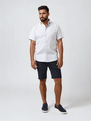 Stone Rose Tencel Stretch Striped Ss Button-up Shirt