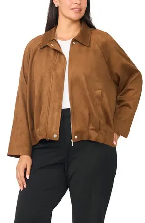 Vince Camuto Faux Suede Raglan Sleeve Jacket