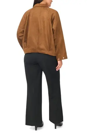 Vince Camuto Faux Suede Raglan Sleeve Zip-up Jacket