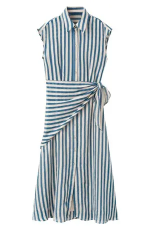 Mango Striped Shirtdress With Sash