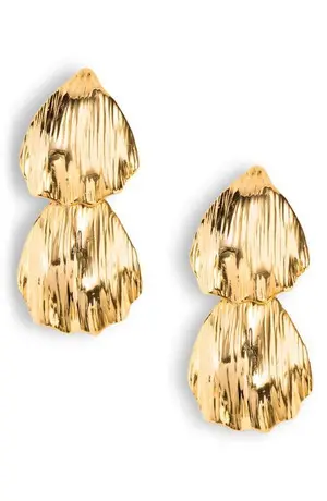 NAVEDA NAVEDA Zaria 16k Plated Double Drop Earrings Gold