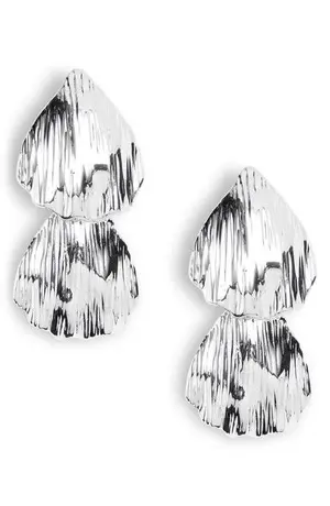 NAVEDA Zaria 16k Plated Double Drop Earrings - Silver