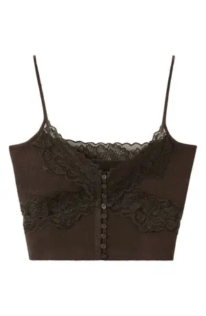 Mango Lace Trimmed Fine Knit Crop Camisole