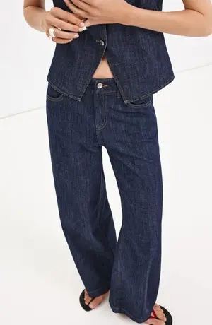 Mango Wide Leg Rinse Wash Jeans