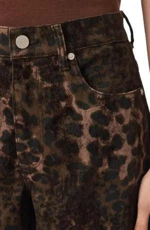 ALLSAINTS Sadie Leopard Print Barrel Leg Jeans