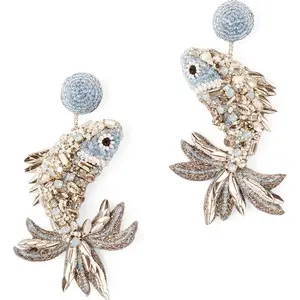Deepa Gurnani Beaded Fish Drop Earrings - Blue