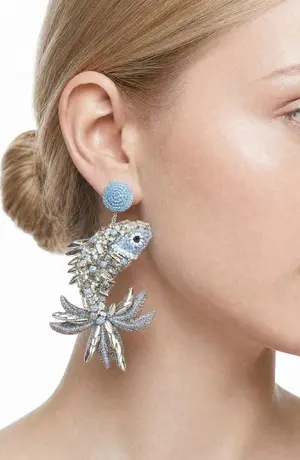 Deepa Gurnani Beaded Fish Drop Earrings